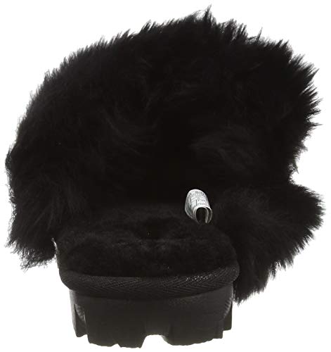 UGG Women's Fuzzalicious Slipper, Black, 5