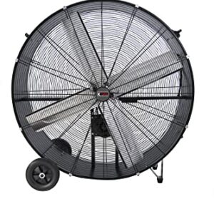 K Tool International 77742; 42” Belt Drive Drum Fan; Industrial Fan, Garage, Shop, High Speed 2-Speed, Durable, Cut-Off Protection, Easy Mobility Rubber Wheels; 1 Year Warranty, 14,800 Max CFM, Black