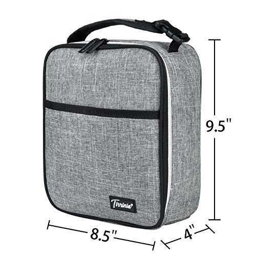 Small Insulated Lunch Bag for Men Women, Splash Proof Mini Portable Reusable Thermal Lunch Box Cooler Tote for Adults & Kids, Grey, 8.5in x 4in x 9.5in (L x W x H)