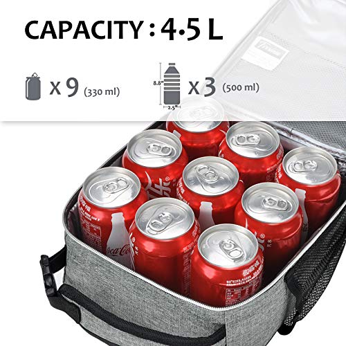 Small Insulated Lunch Bag for Men Women, Splash Proof Mini Portable Reusable Thermal Lunch Box Cooler Tote for Adults & Kids, Grey, 8.5in x 4in x 9.5in (L x W x H)