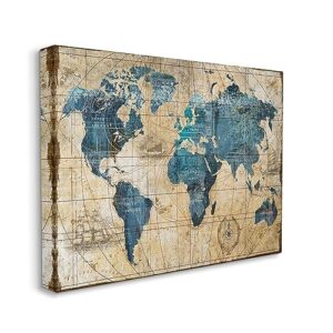 stupell industries vintage abstract world map design decorative wall hangings, multi-color, 16x20