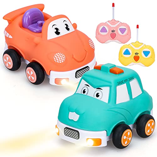 TOY Life 2 Pack Remote Control Cars for Toddlers Boys Girls 3-5 4-7 with Washable & Detachable Covers, Toddler RC Car Toys Gifts for 2 Year Old Boys, Kids Baby Remote Control Toy Cars