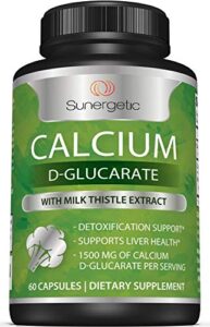 premium calcium d-glucarate supplement with milk thistle extract - calcium d-glucarate for liver support & detox support – 500mg of calcium d-glucarate per serving – 60 capsules