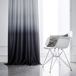 SimpleHome 84 Inch Long Ombre Blackout Curtains Gradient White and Black Room Darkening Eyelet Top Panels Thermal Insulated Grommet Window Drapes for Living Room/Bedroom (Black, 52W x 84L / 2 Panels)