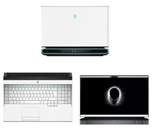 decalrus - protective decal for 2019 alienware area-51m awar51m (17.3" screen) laptop white carbon fiber skin case cover wrap cfalienwarearea51m_17white