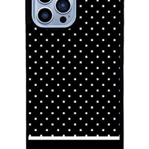 Black and White Square Polka Dots Monogram Apple iPhone Black Rubber Phone Case Compatible with iPhone 14 Pro Max, Pro, Max, iPhone 13 Pro Max Mini, 12 Pro Max Mini, 11 Pro Max X XS Max XR 8 7 Plus