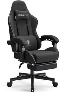 dowinx gaming chair fabric with pocket spring cushion, massage game chair cloth with headrest, ergonomic computer chair with footrest 290lbs, black