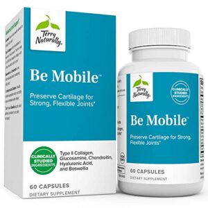 terry naturally be mobile - 60 capsules - joint support supplement - with type ii collagen, glucosamine, chondroitin, hyaluronic acid & boswellia - non-gmo, gluten free - 20 servings