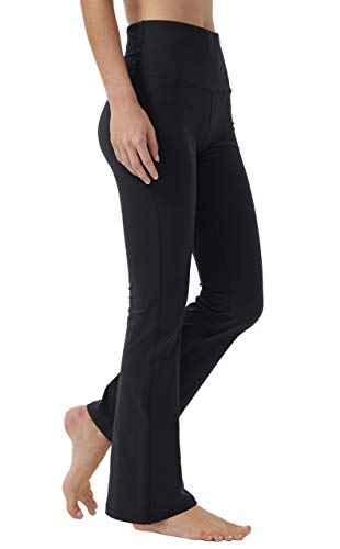 Keolorn Bootcut Yoga Pants for Women High Waist Workout Pants for Women Tummy Control Bootleg Work Pants Dress Pants (Black, L)