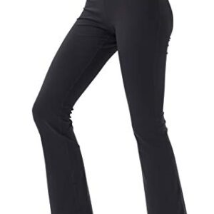 Keolorn Bootcut Yoga Pants for Women High Waist Workout Pants for Women Tummy Control Bootleg Work Pants Dress Pants (Black, L)