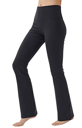 Keolorn Bootcut Yoga Pants for Women High Waist Workout Pants for Women Tummy Control Bootleg Work Pants Dress Pants (Black, L)