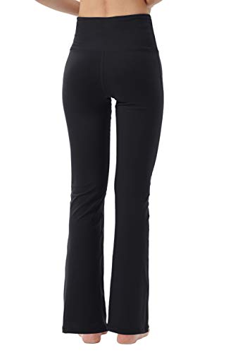 Keolorn Bootcut Yoga Pants for Women High Waist Workout Pants for Women Tummy Control Bootleg Work Pants Dress Pants (Black, L)