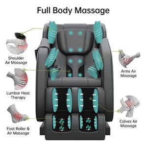 SMAGREHO 2022 New Massage Chair Recliner with Zero Gravity, Full Body Air Pressure, Heat and Foot Roller Included(Black)