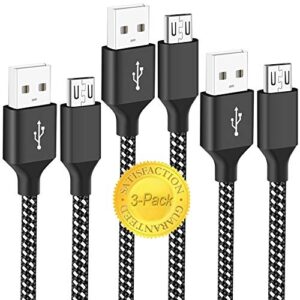 ps4 controller charger cable 3-pack 6ft for xbox one controller,dualshock 4,ps4 charging cord,nylon braided micro usb data sync cable for xbox one s/x,playstation 4,ps4 slim/pro,charge and play wire