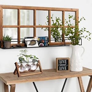 Kingbuy Plant Propagation Stations Terrarium Glass Desktop Planter with Retro Wooden Stand 3 Bulb Vases for Hydroponics Indoor Office Desk Home Decor, Plant Holder Lover Gifts for Women