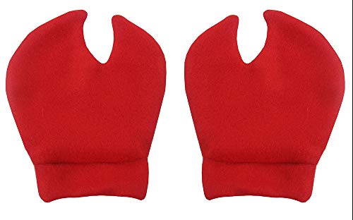 Lobster Antenna Headpiece With Eyeballs, Crab Claws Gloves Headband Mitt Kit - Crawfish Costume Accessories Set Red, One Size