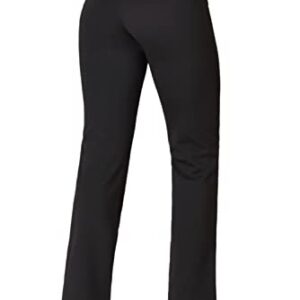 Bamans Women's Bootcut Pull-On Dress Pants Office Business Casual Yoga Work Pants with Key Pocket Straight Leg (Black, Medium)