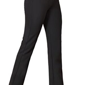 Bamans Women's Bootcut Pull-On Dress Pants Office Business Casual Yoga Work Pants with Key Pocket Straight Leg (Black, Medium)