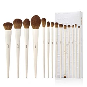 jessup makeup brushes 14pcs makeup brush set premium synthetic powder foundation contour blush concealer eye shadow blending liner make up brush kit light grey t329