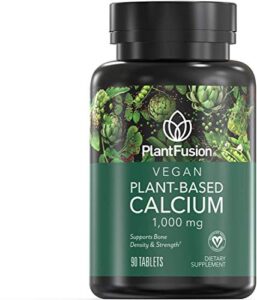 plantfusion vegan calcium, premium plant based calcium (1000mg) sourced from icelandic red algae, plus magnesium, d3, k2, and boron, 90 vegan tablets