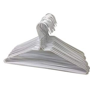 Sweet Online Deal Pack of 30 Wire Hangers Steel Metal Drip Dry Coat Clothes Hangers with Plastic White Color Coating 16" (40.5Cm) Wide - 13 Gauge