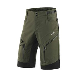 arsuxeo men's loose fit cycling shorts mtb bike shorts water ressistant 1903 army green size large