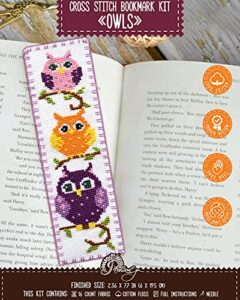 povitrulya counted cross stitch kit - diy kits for adults or kids - funny embroidery bookmark - easy to use - craft collection - owls