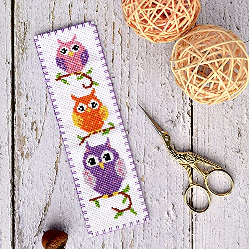 Povitrulya Counted Cross Stitch Kit - DIY Kits for Adults or Kids - Funny Embroidery Bookmark - Easy to Use - Craft Collection - Owls