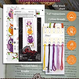 Povitrulya Counted Cross Stitch Kit - DIY Kits for Adults or Kids - Funny Embroidery Bookmark - Easy to Use - Craft Collection - Owls