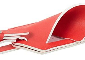 4 Pack Leather Luggage Travel Bag Tags by Travelambo Red