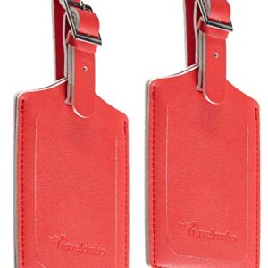 4 Pack Leather Luggage Travel Bag Tags by Travelambo Red