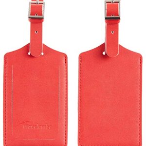 4 Pack Leather Luggage Travel Bag Tags by Travelambo Red