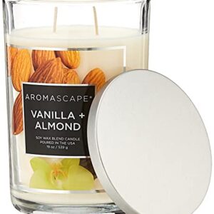 Aromascape PT41907 2-Wick Scented Jar Candle, Vanilla & Almond, 19-Ounce, White