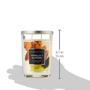 Aromascape PT41907 2-Wick Scented Jar Candle, Vanilla & Almond, 19-Ounce, White