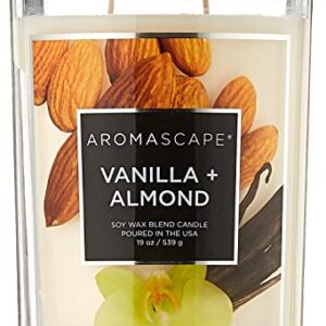 Aromascape PT41907 2-Wick Scented Jar Candle, Vanilla & Almond, 19-Ounce, White