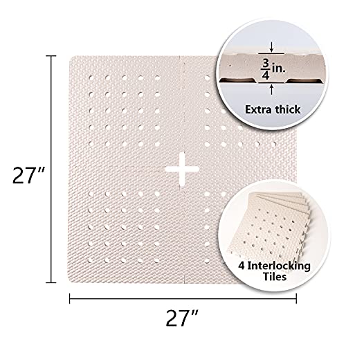 BOWERBIRD Original Anti-Fatigue Shower Stall Mat - Extra Thick and Soft Foam Material Comfortably Cushions Your Feet - Square - 4 Interlocking Tiles