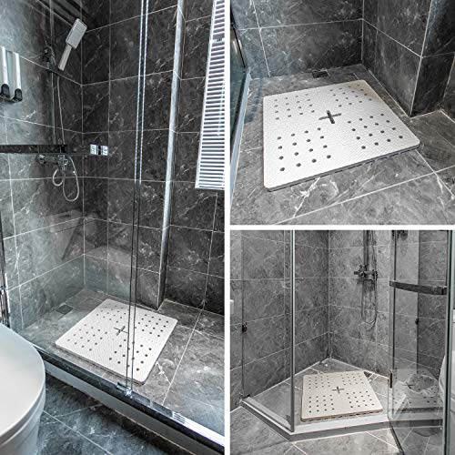 BOWERBIRD Original Anti-Fatigue Shower Stall Mat - Extra Thick and Soft Foam Material Comfortably Cushions Your Feet - Square - 4 Interlocking Tiles