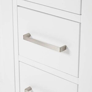 ARIEL 42" White Bathroom Vanity Base Cabinet, Single Sink Configuration, 2 Soft Closing Doors, 9 Full Extension Dovetail Drawers, Brushed Nickel