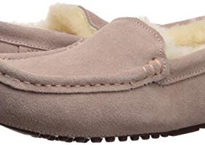 Dearfoams womens Fireside Mel Genuine Shearling Indoor/Outdoor Moccasin With Wide Widths Slipper, Dusty Pink, 9 US