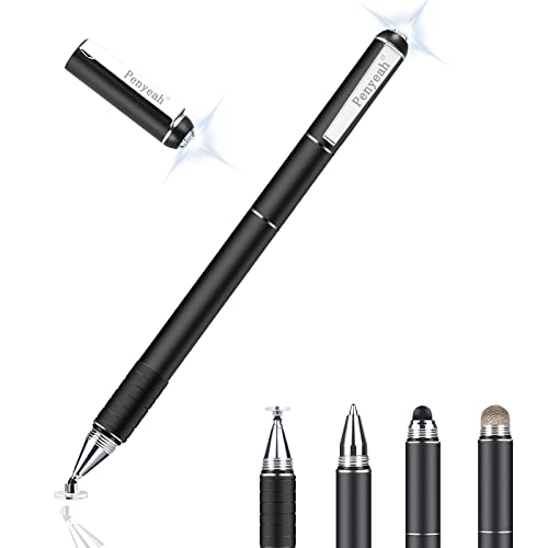 Penyeah Diamond Stylus Pen for iPad - Multi Tips Capacitive Stylist Pens for Touch Screens, Universal for Apple iPhone/Ipad/Android/Microsoft/Surface Laptop Tablet - Black