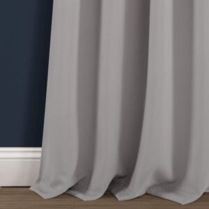 Lush Decor, Light Gray Insulated Knotted Tab Top Blackout Window Curtain Panel Pair, 95" x 52", 95 in x 52