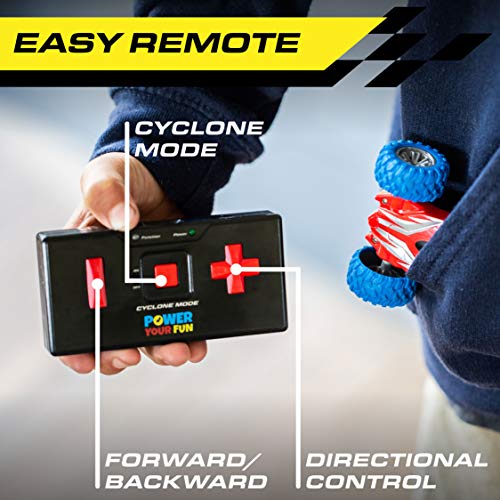 Power Your Fun Cyclone Mini RC Car for Kids - Double Sided Fast Remote Control Mini Stunt Car with LEDs, All Terrain Rubber Tires for 360 Flips, and Easy 2.4 GHZ Remote Control