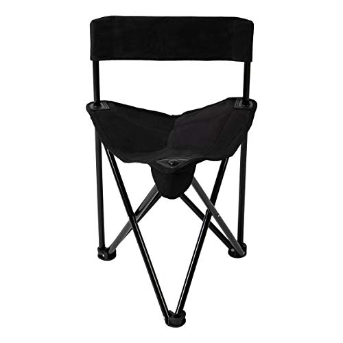 Pacific Pass Lightweight Portable Tripod Camp Chair, Includes Carry Bag - polyester,steel,Black