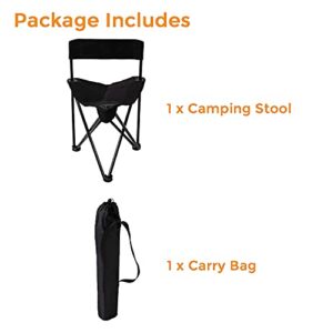 Pacific Pass Lightweight Portable Tripod Camp Chair, Includes Carry Bag - polyester,steel,Black