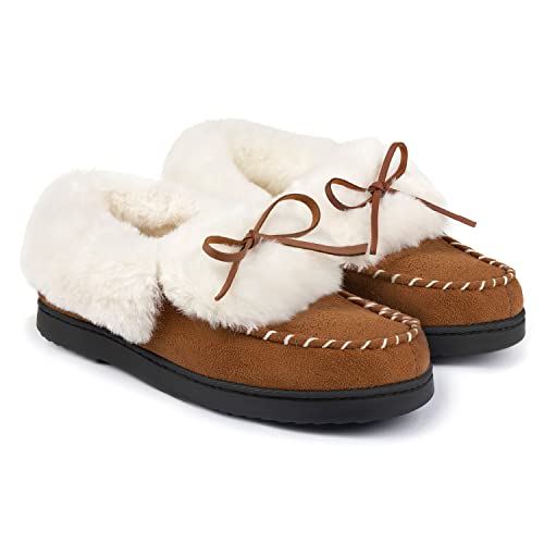 RockDove Women's Trapper Moc Memory Foam Slipper, Size 8-9 US Women, Chestnut