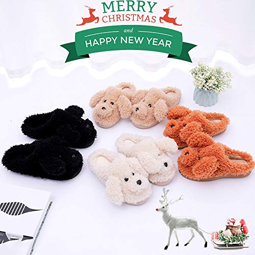 Women's Cute Dog Animal Slippers Warm Memory Foam Winter Slippers Soft Fleece Plush House Slippers Indoor Outdoor(White Teddy Dog 38)