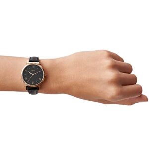 Fossil Women's Daisy Quartz Stainless Steel and Leather Three-Hand Watch, Color: Rose Gold, Black (Model: ES4793)