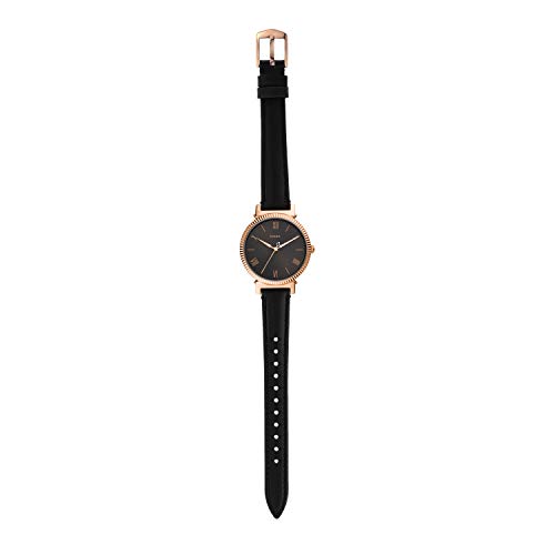 Fossil Women's Daisy Quartz Stainless Steel and Leather Three-Hand Watch, Color: Rose Gold, Black (Model: ES4793)