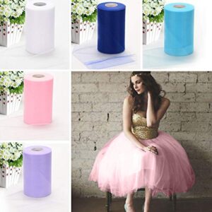 6 Inch x 100 Yards Pink Tulle Roll Spool, Fabric Tulle Rolls for Fabric Table Runner Chair Sash Bow Tutu Skirt Sewing Crafting Fabric Wedding Party Gift Ribbon