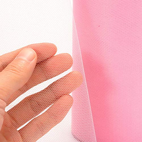 6 Inch x 100 Yards Pink Tulle Roll Spool, Fabric Tulle Rolls for Fabric Table Runner Chair Sash Bow Tutu Skirt Sewing Crafting Fabric Wedding Party Gift Ribbon